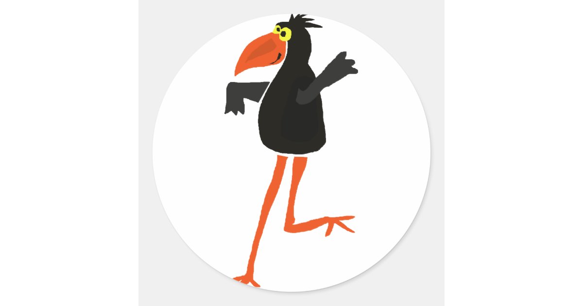 Funky Dancing Crow Cartoon Classic Round Sticker | Zazzle