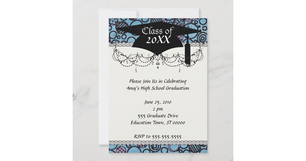 funky doodle circles grad graduation invitation | Zazzle