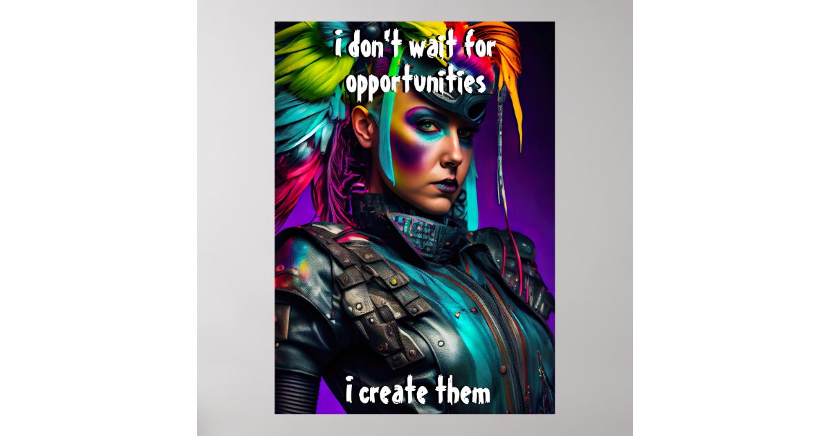 Funky Dreams - Girl Boss Dark Feminine Art Poster | Zazzle