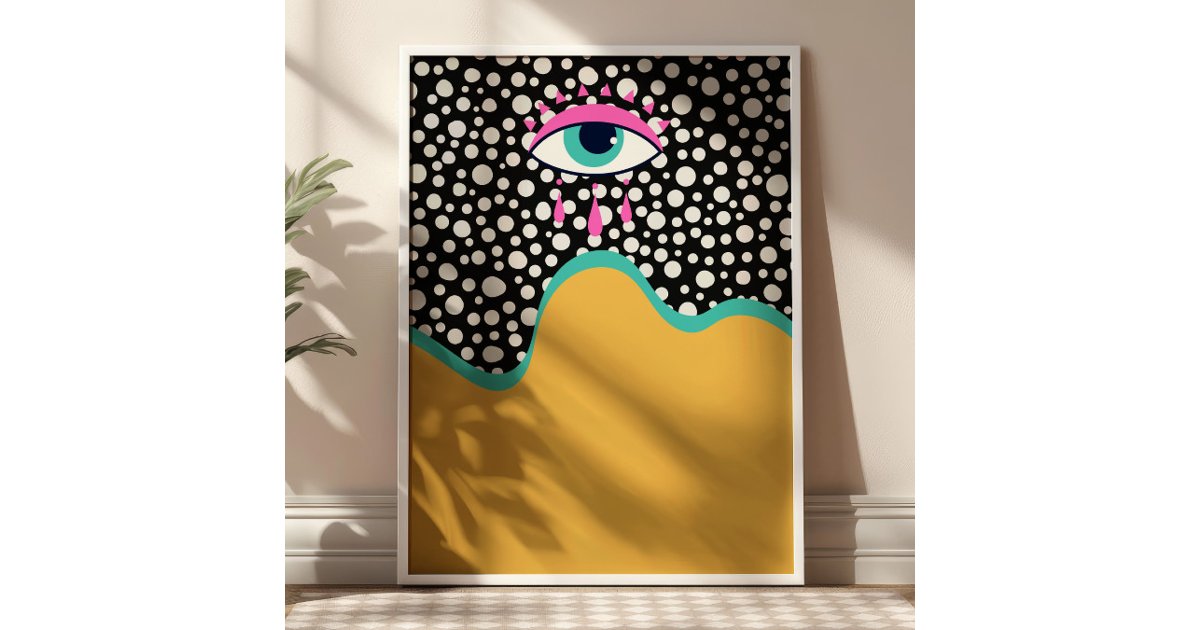 Funky Evil Eye Illustration Maximalist Art Poster | Zazzle
