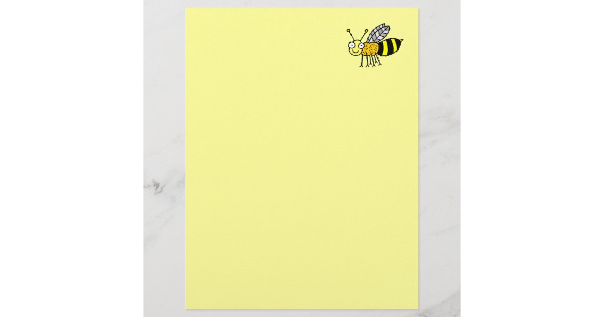Funky Farm Honey Bee Recycled Letterhead Paper | Zazzle