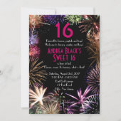 Funky Fireworks Sweet 16 Birthday Invitation | Zazzle