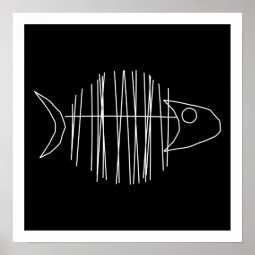 Funky Fish - B & W Poster | Zazzle