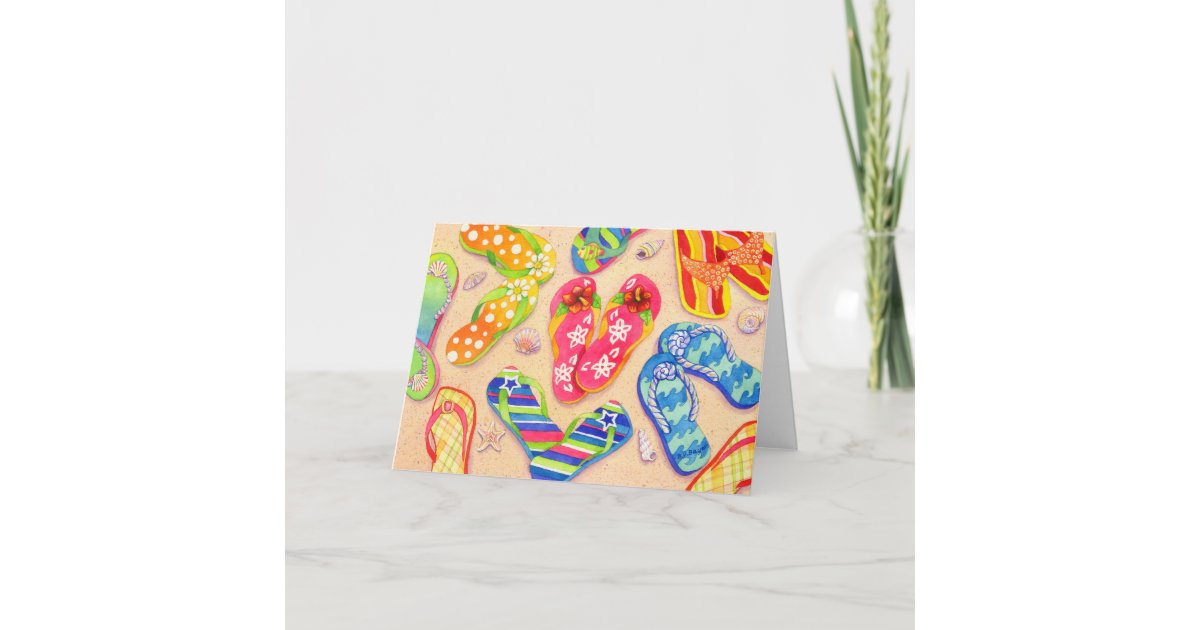 Funky Flip Flops Card | Zazzle