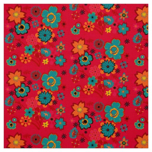 Funky Floral Pattern Fabric | Zazzle
