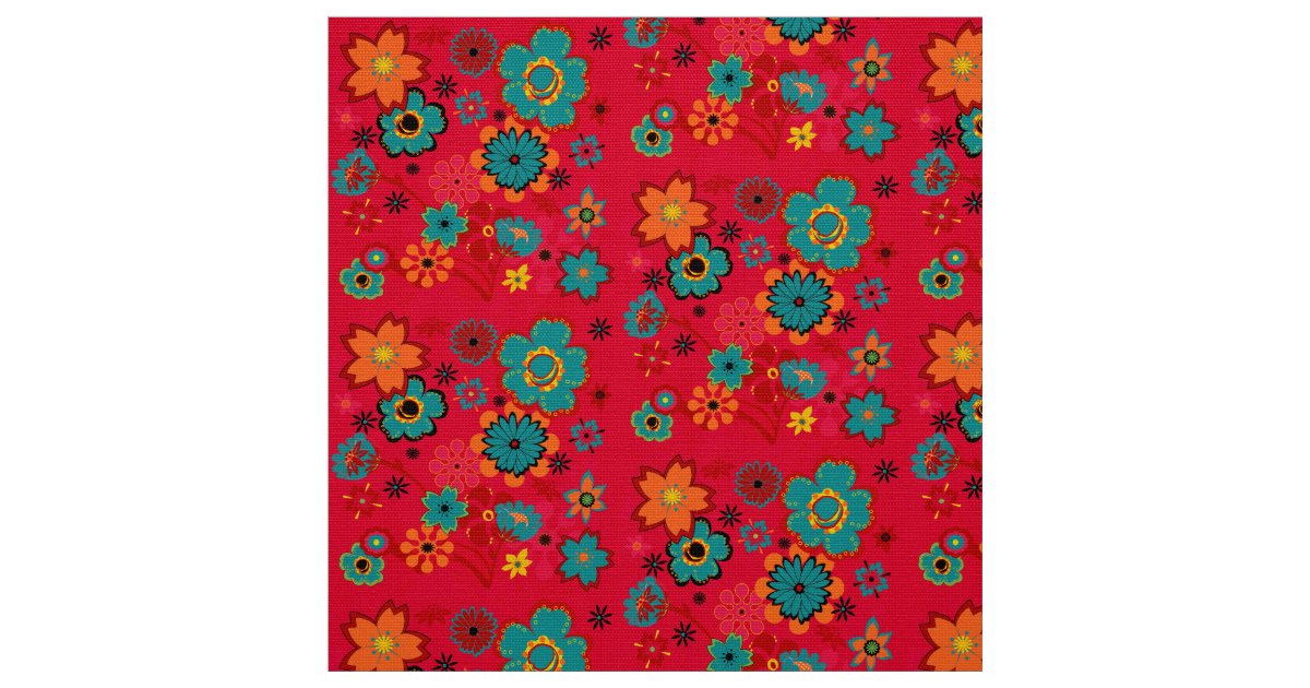 Funky Floral Pattern Fabric | Zazzle