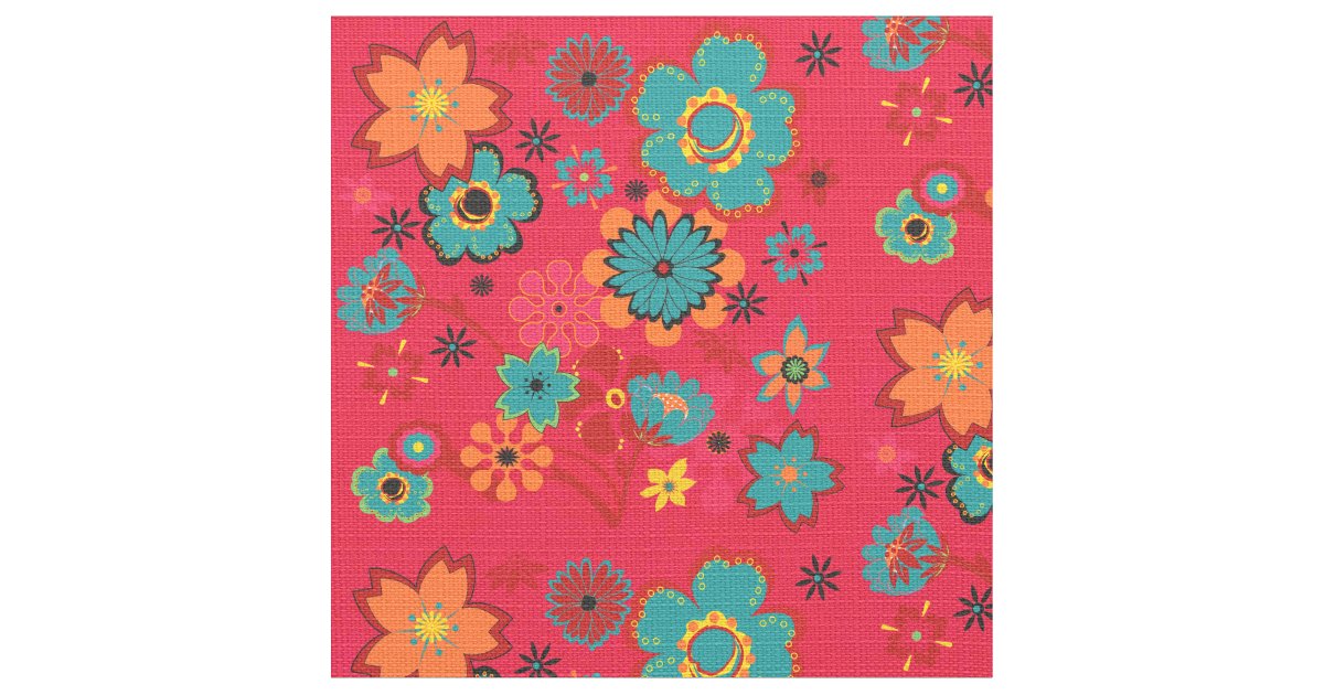 Funky Floral Pattern Fabric | Zazzle