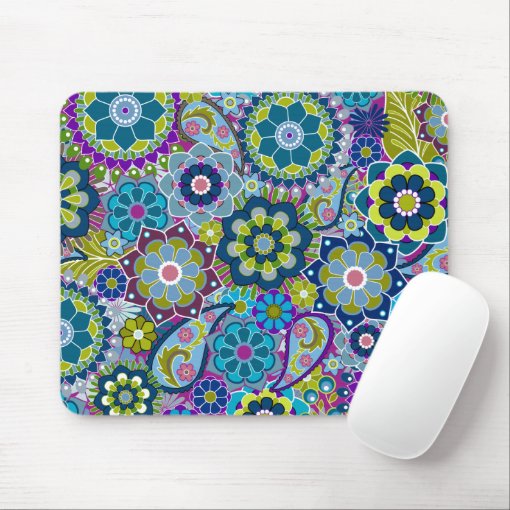 Funky Floral Pattern in trendy colors Mouse Pad | Zazzle