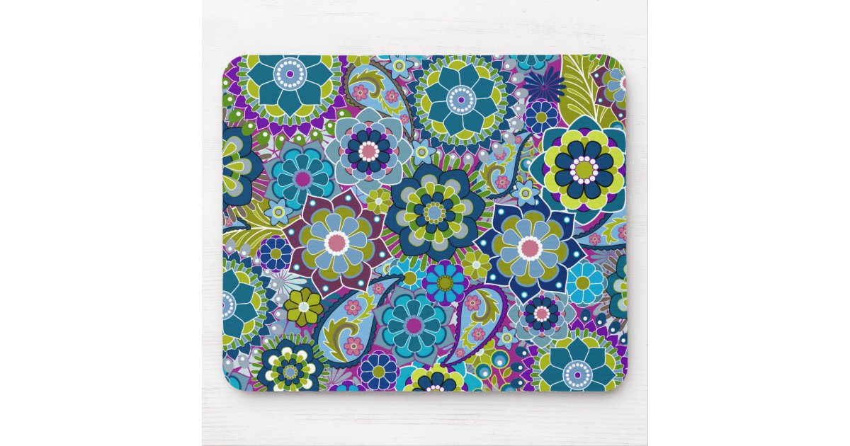 Funky Floral Pattern in trendy colors Mouse Pad | Zazzle