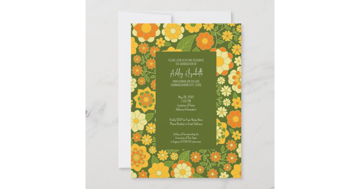 Funky Flowers - Modern Graduation Party Invitation | Zazzle