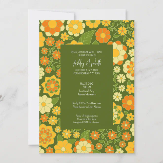 Funky Flowers - Modern Graduation Party Invitation | Zazzle