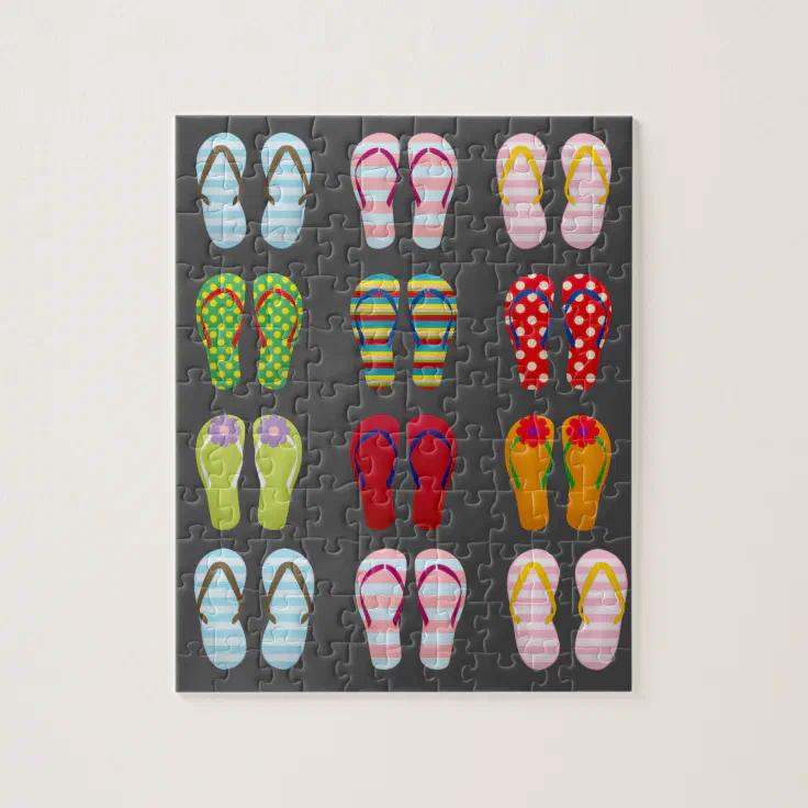 Funky footwear colorful Summer flip flops Jigsaw Puzzle | Zazzle