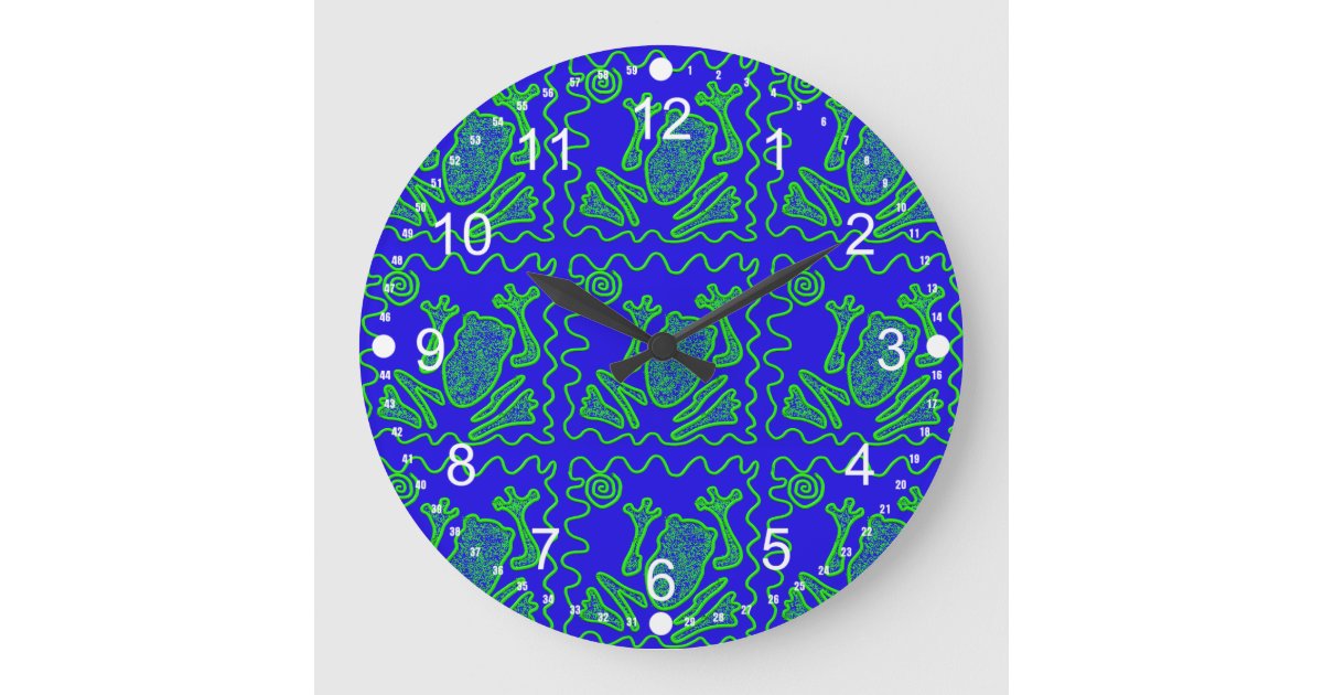 Funky Frog Colorful Toad Kids Doodle Art Gifts Large Clock | Zazzle
