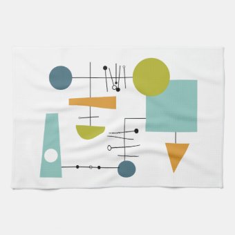 Funky Geometric Flowchart Mid Century Retro Kitchen Towel | Zazzle