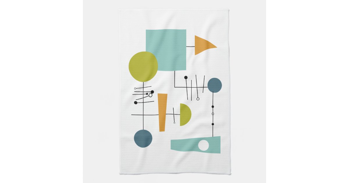 Funky Geometric Flowchart Mid Century Retro Kitchen Towel | Zazzle