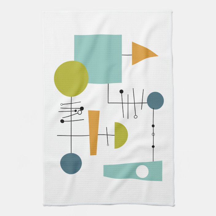 Funky Geometric Flowchart Mid Century Retro Kitchen Towel | Zazzle.com