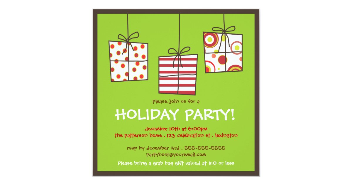 Funky Gifts Holiday Grab Bag Party Invitation | Zazzle.com