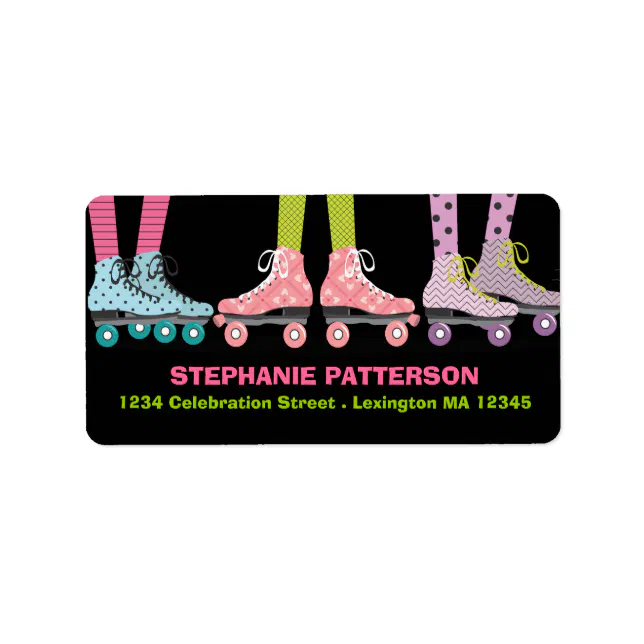Funky Girls Roller Skating Address Labels | Zazzle
