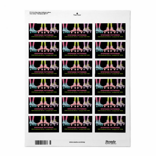 Funky Girls Roller Skating Address Labels | Zazzle