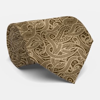 Funky Gold Abstract Paisley Pattern Tie | Zazzle