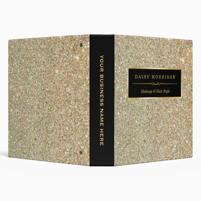 Funky Gold Glitter Makeup Artist Beauty Salon 3 Ring Binder | Zazzle