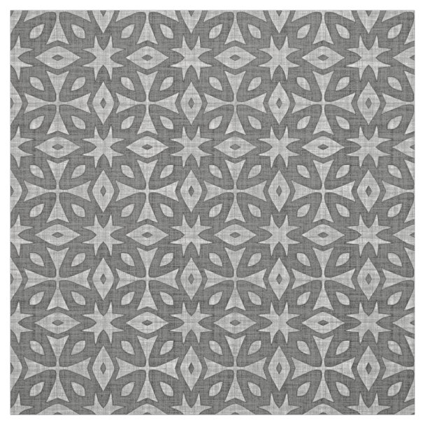 Funky Gray Faux Batik Linen Squares Pattern Fabric | Zazzle