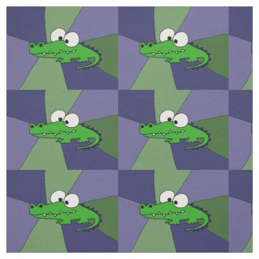 Funky Green Alligator Abstract Art Fabric | Zazzle.com
