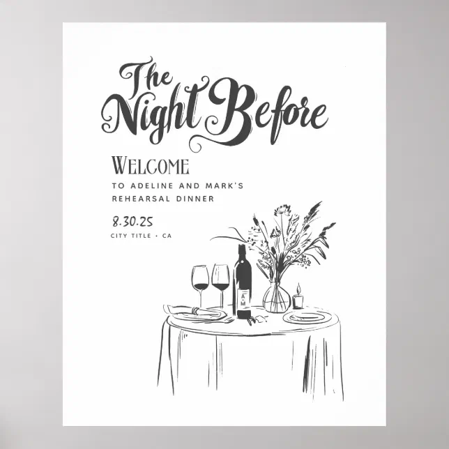 Funky Hand Drawn Rehearsal Dinner Welcome Sign | Zazzle