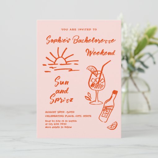 Funky Hand Drawn Scribble Retro Bachelorette Party Invitation | Zazzle