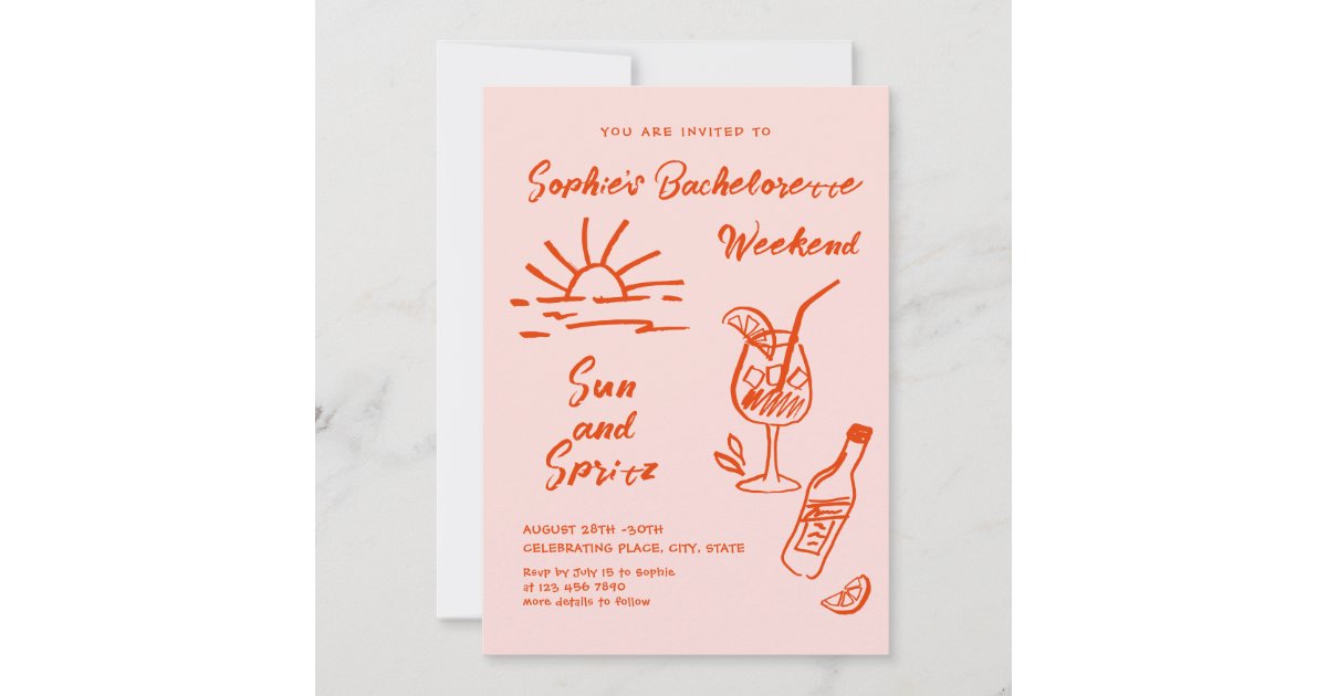 Funky Hand Drawn Scribble Retro Bachelorette Party Invitation | Zazzle
