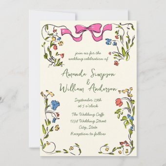 Funky Hand Drawn Scribble Retro Wedding Invitation | Zazzle