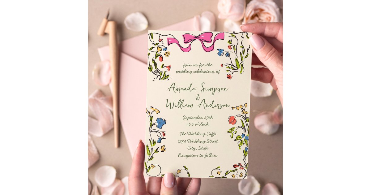 Funky Hand Drawn Scribble Retro Wedding Invitation | Zazzle