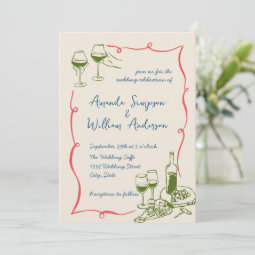 Funky Hand Drawn Scribble Retro Wedding QR code Invitation | Zazzle