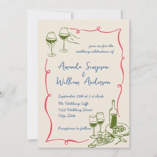 Funky Hand Drawn Scribble Retro Wedding QR code Invitation | Zazzle
