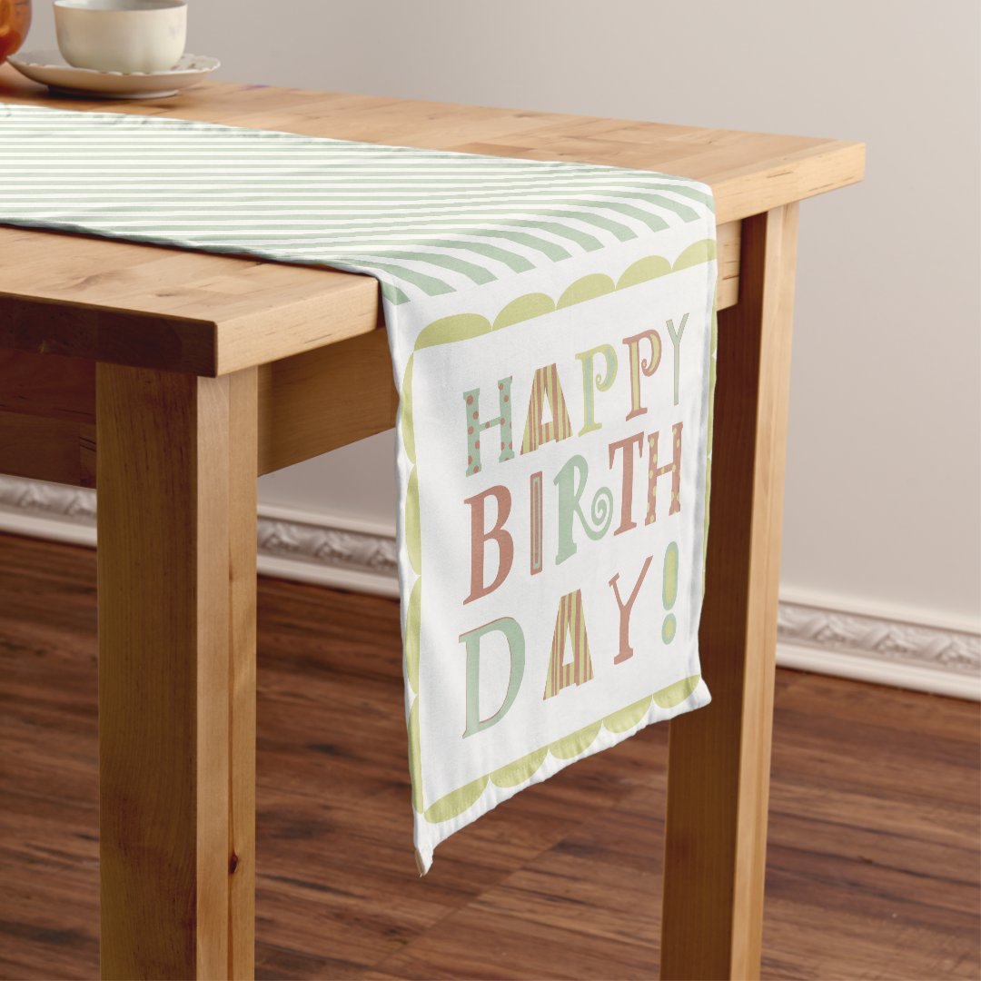Funky Happy Birthday table runner | Zazzle
