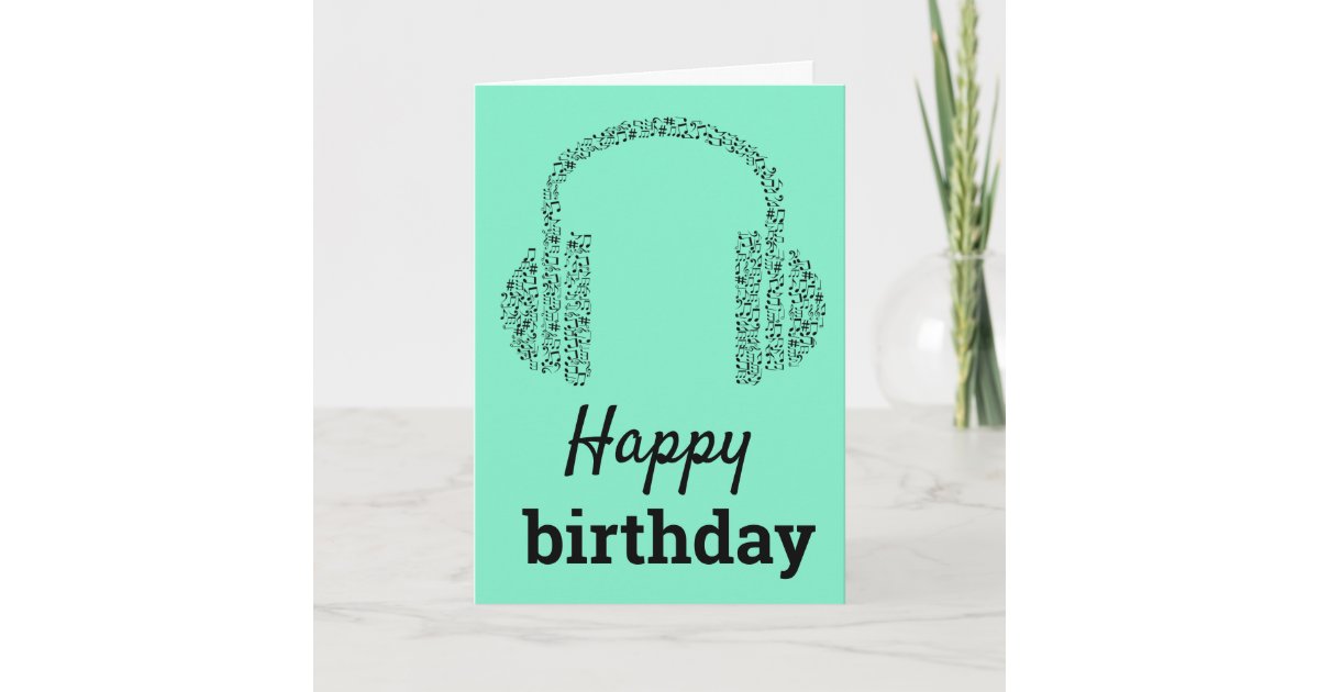 Funky headphones DJ music Happy Birthday Card | Zazzle