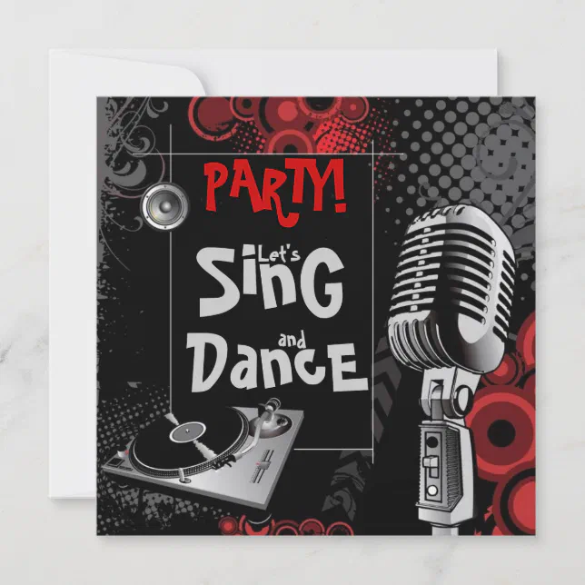 Funky Karaoke Music Sing Dance Birthday Party Invitation | Zazzle