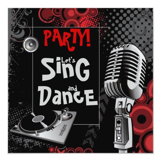 Funky Karaoke Music Sing Dance Birthday Party Invitation | Zazzle.com