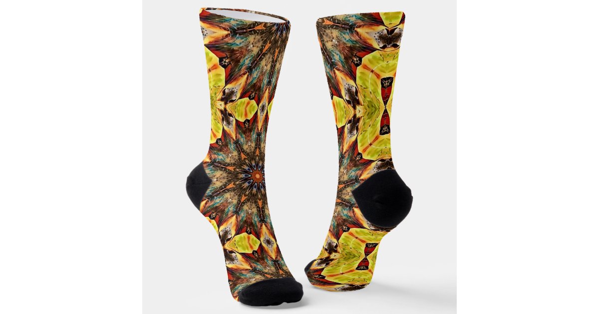 Funky Mandala Art Crazy Socks | Zazzle