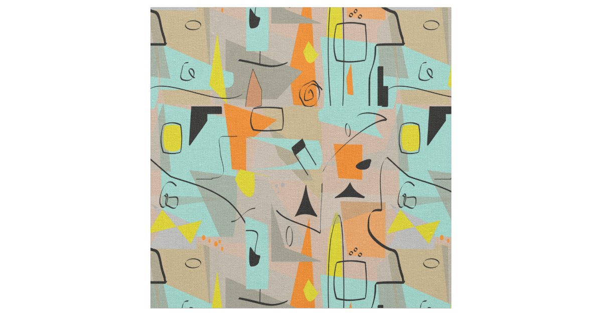 Funky Mid-century Fabric | Zazzle