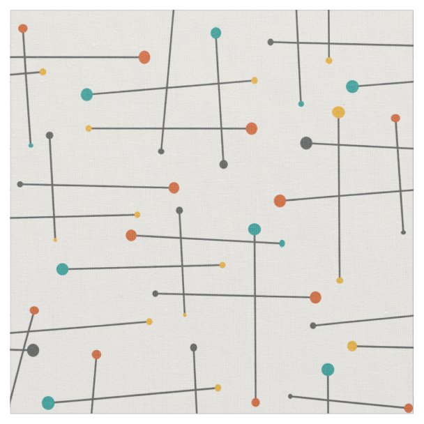 Aqua Blue Yellow Rectangles Mid Century Pattern Fabric | Zazzle