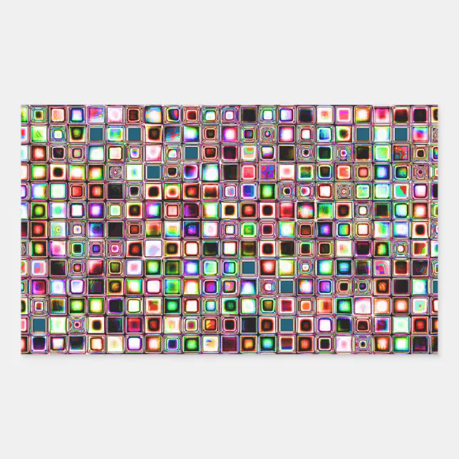 Funky Mosaic Tiles Pattern With Jewel Tones Rectangular Sticker | Zazzle