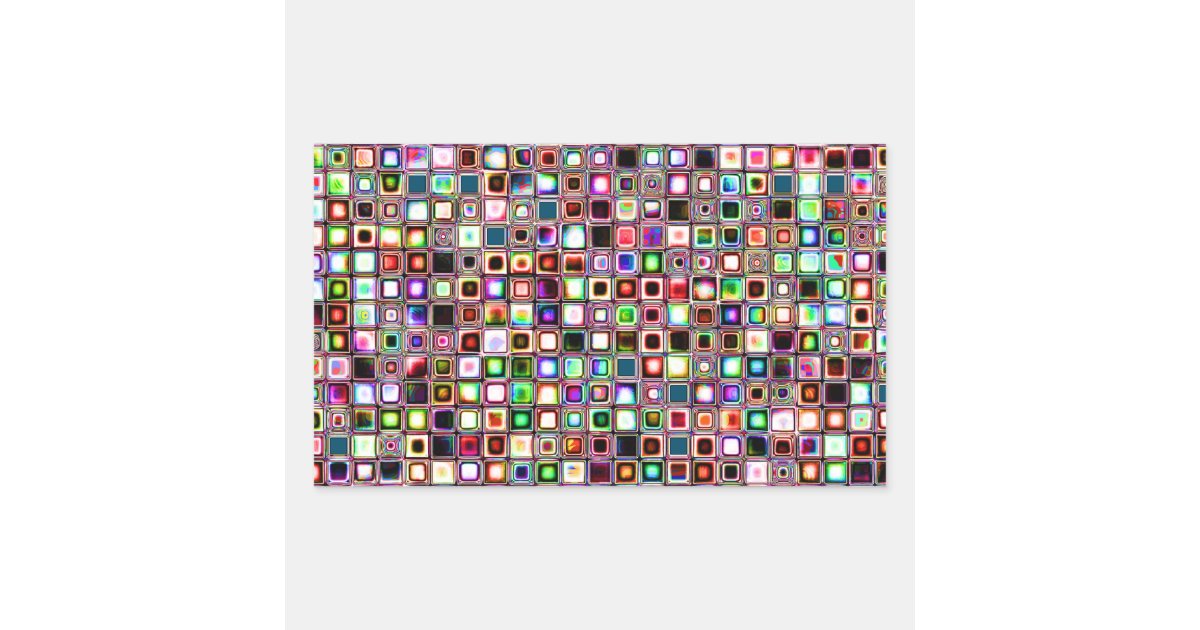 Funky Mosaic Tiles Pattern With Jewel Tones Rectangular Sticker | Zazzle