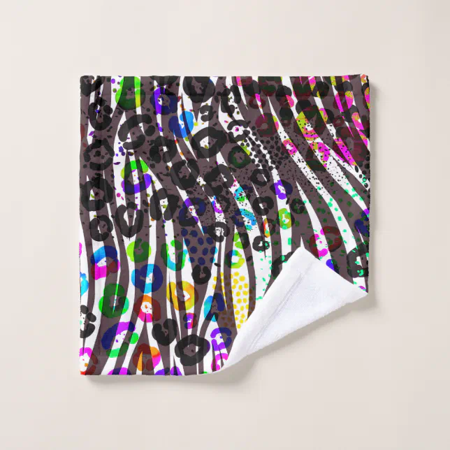 Funky Multi Animal Print Pattern Bright Colors Bath Towel Set | Zazzle
