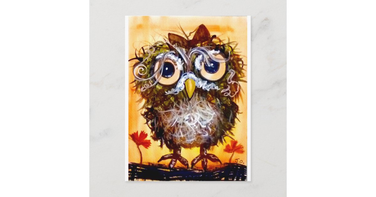 Funky owl girl postcard | Zazzle