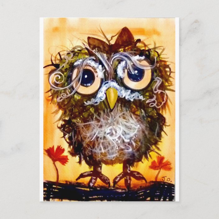 Funky owl girl postcard | Zazzle.com