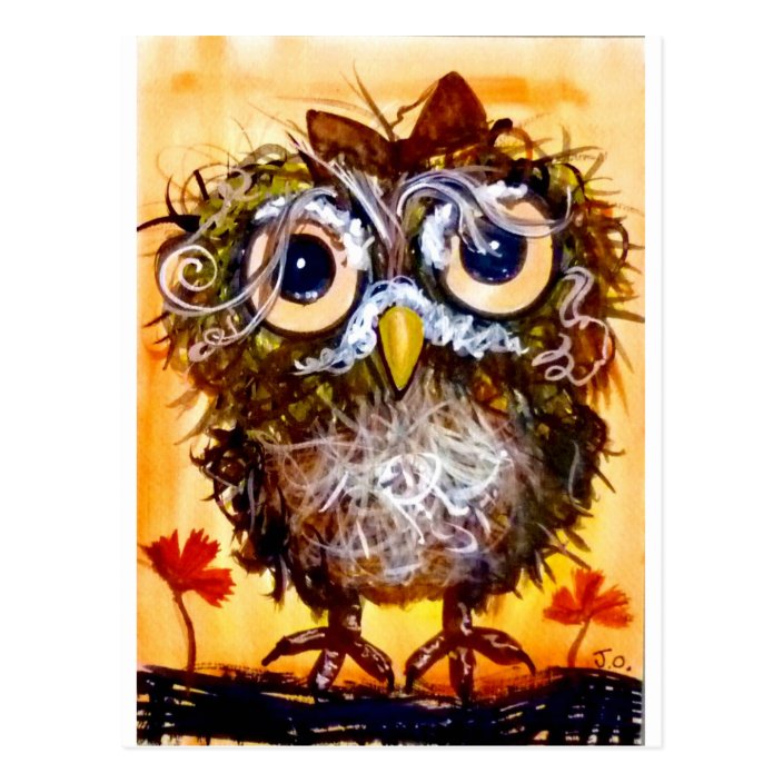 Funky owl girl postcard | Zazzle.com