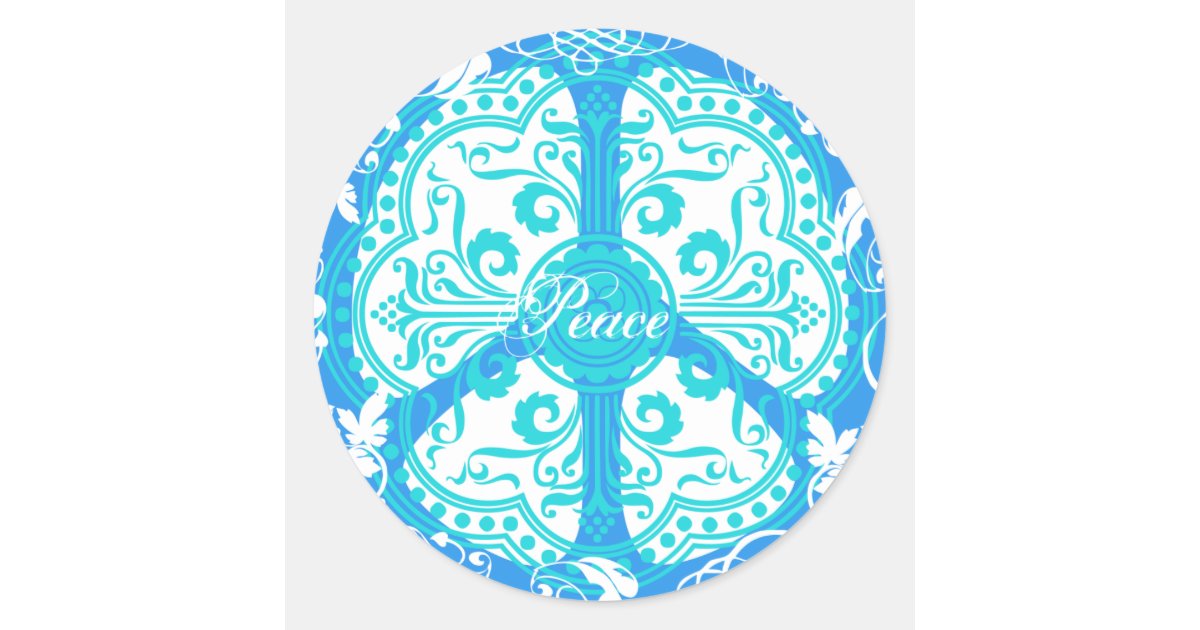 Funky Peace Sign Classic Round Sticker | Zazzle