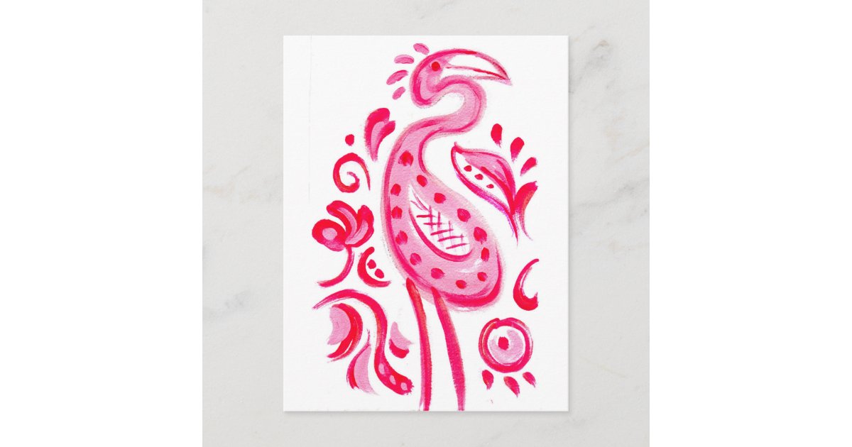 Funky Pink Flamigo Paisley Pattern Postcard | Zazzle