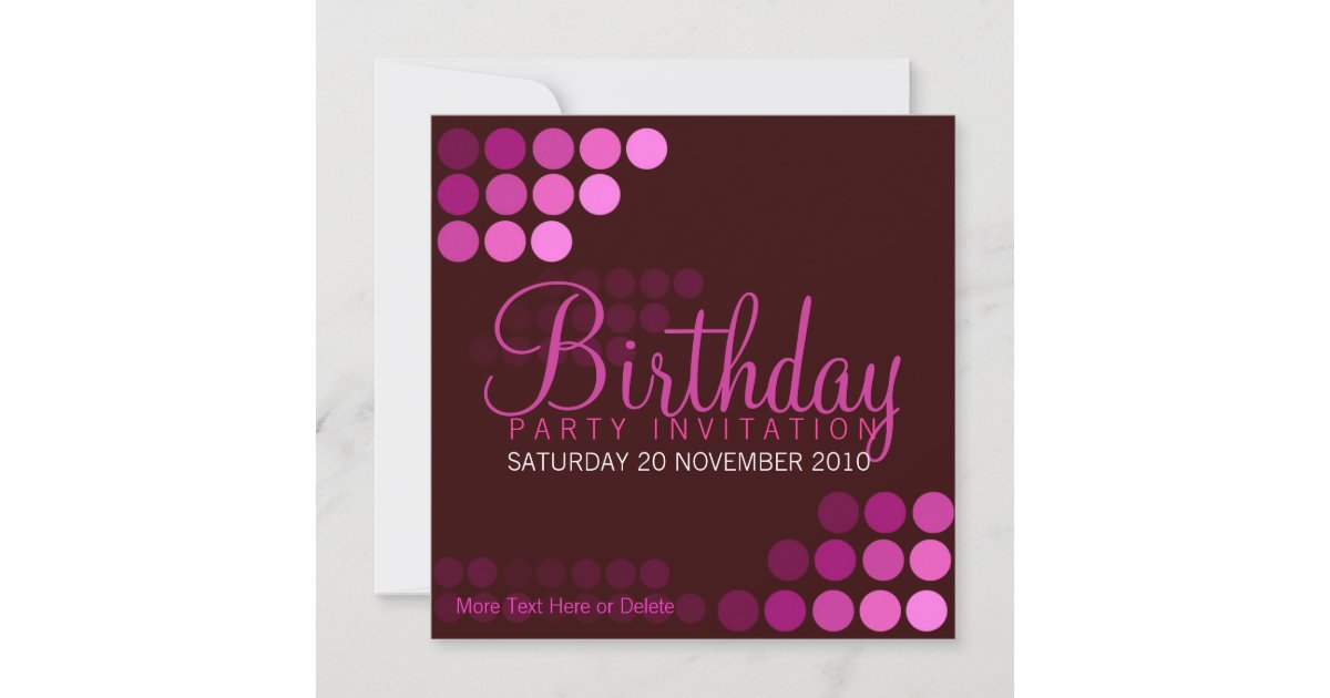 Funky Pink Party Birthday Invitation | Zazzle
